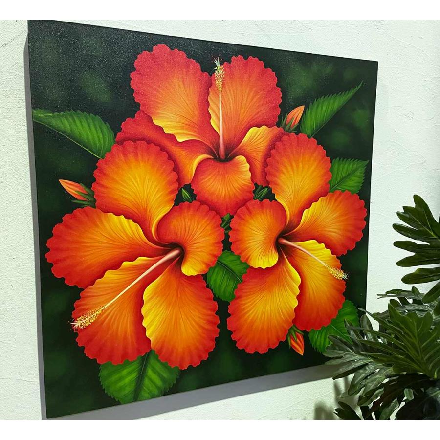 花の絵 ハイビスカス オレンジ フレームなし W100cm×H100cm アートパネル バリアート インテリア 大型 アジアン おしゃれ : アジアンバリ雑貨石材のクプクプ - 通販 ...