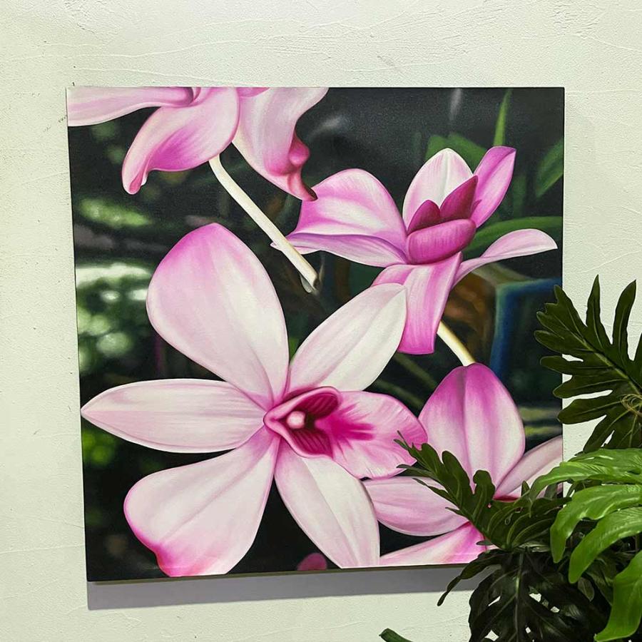 花の絵 ピンク 花 フレームなし W100cm×H100cm アートパネル バリアート インテリア 大型 アジアン おしゃれ : アジアン雑貨 バリ石像のクプクプ - 通販 - Yahoo ...
