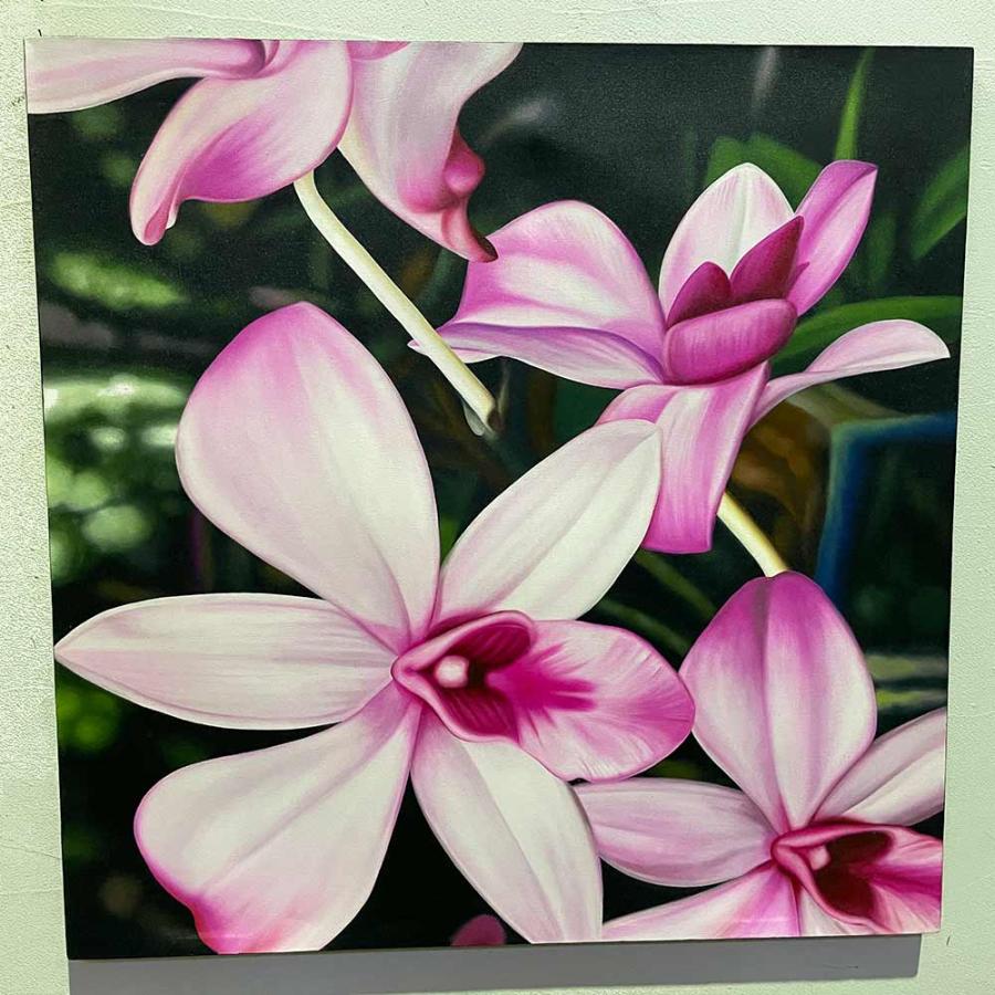 花の絵 ピンク 花 フレームなし W100cm×H100cm アートパネル バリアート インテリア 大型 アジアン おしゃれ : アジアン雑貨 バリ石像のクプクプ - 通販 - Yahoo ...