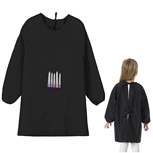 DFsucces エプロン 長袖 無地 汚れ防止 通気 男の子 女の子 給食 お絵かき 習字用 幼稚園 保育園 ブラック : くらおりショップ - 通販 - Yahoo!ショッピング