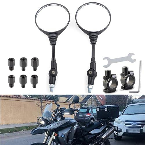 SEMIMO バイク用丸型バックミラー 汎用 10mm正ネジ 左右セット 可倒式 折りたたみ式 オフロード対応 ハンドルバーマウント付き : くらおりショップ - 通販 - Yahoo!ショッピング