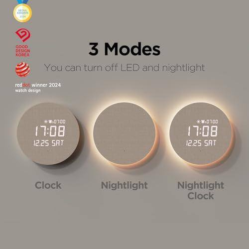 mooas 満月 バックライト ナイトライト LED 壁掛け時計、サイレントウォールクロック、3つの使用モード、平日/週末選択アラーム、壁掛け/ : くらおりショップ - 通販 - Yahoo ...