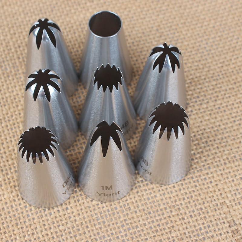 絞り口金8個セット ケーキデコレーション口金 6切 8切 丸型 花型 18-8ステンレス製 シュークリームv/クッキー 製菓道具 無接合溶接 Y : くらおりショップ - 通販 - Yahoo ...