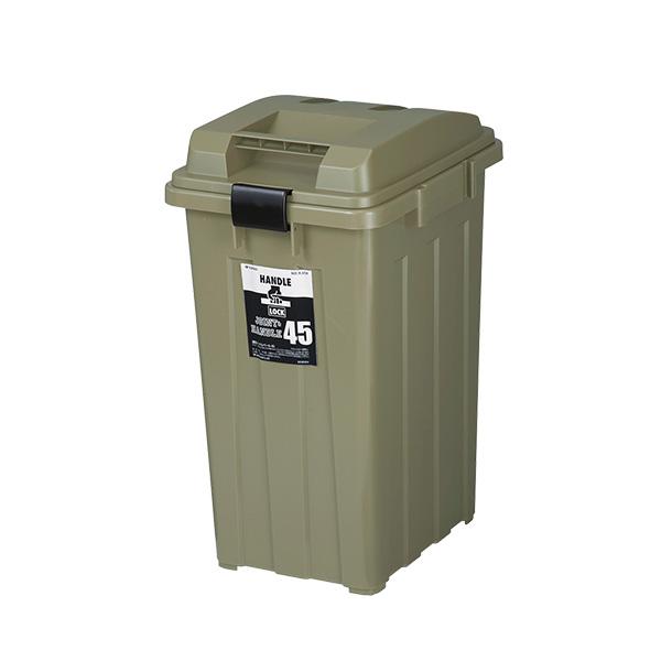 TONBO（新輝合成） 連結ハンドルペール45 カーキグリーン 新輝合成 ゴミ箱 45L 日本製 ハンドル付き 連結できる 外置き ダストボックス 小物収納 屋内 屋外 キッチン アウトドア ...