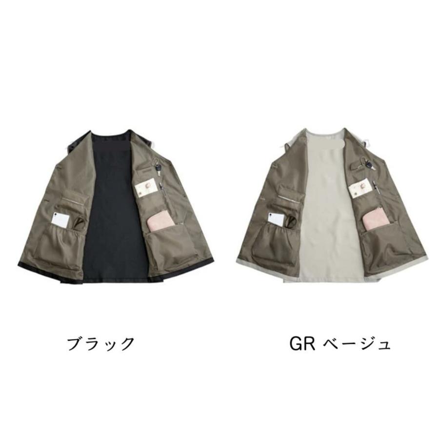 COGIT 8ポケット手ぶら着やせベスト ベスト リバーシブル 着痩せ効果 お出かけ ポケット 多機能 防犯対策 ジレ ブラック ベージュ ポリエステル コジット : くらし快適ショップ ...