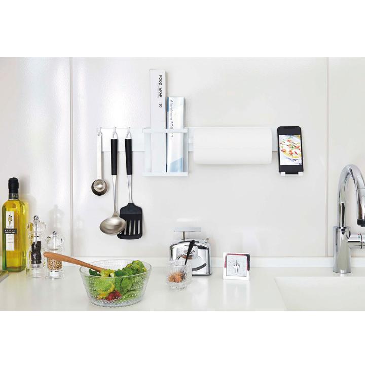 フィルムフック キッチンウォールバー タワー 山崎実業 tower 63cm ウォールバー 壁面収納 キッチン収納 ホワイト ブラック 5674 5675 :127-97633:くらし屋 ...