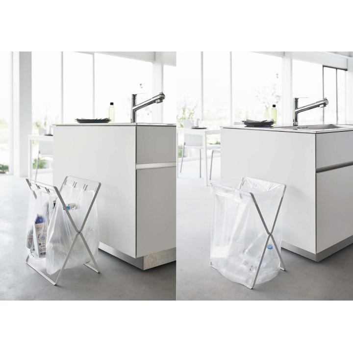 tower レジ袋3連＆45Lゴミ袋スタンド タワー 山崎実業 ゴミ箱 ゴミ袋 スタンド 折りたたみ 分別 キッチン 5714 5715 ホワイト ブラック : くらし屋 Yahoo ...