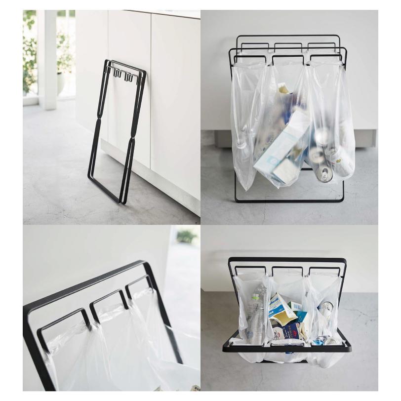 tower レジ袋3連＆45Lゴミ袋スタンド タワー 山崎実業 ゴミ箱 ゴミ袋 スタンド 折りたたみ 分別 キッチン 5714 5715 ホワイト ブラック : くらし屋 Yahoo ...