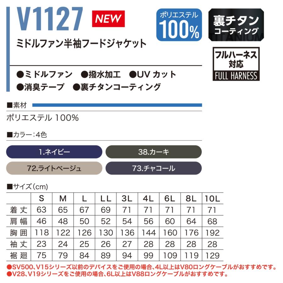 ミドルファン半袖フードジャケット V1127 (服単品) S~4L 村上被服 鳳皇 HOOH 快適ウェア 作業着 作業服 撥水 UVカット 消臭 裏チタンコーティング : Pro Depot ...
