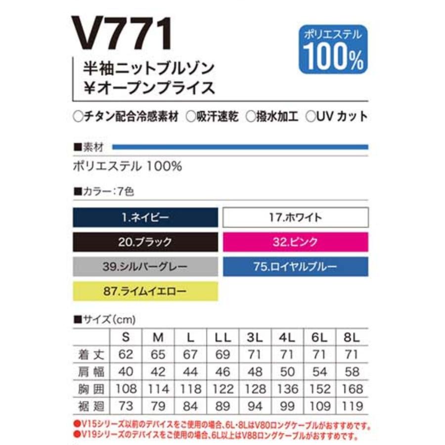 半袖ニットブルゾン+ファン付き フルセット V771+SV500 S~4L 村上被服 鳳皇 HOOH 快適ウェア 作業着 作業服 チタン配合 冷感 吸汗 速乾 撥水 UVカット : Pro ...