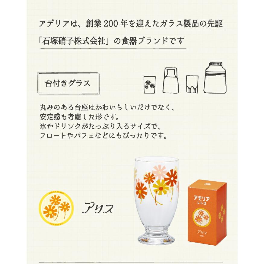 ADERIA アデリアレトロ ガラスコップ 台つき プリントグラス 335ml 石塚硝子(ADERIA) : くら助 - 通販 - Yahoo!ショッピング