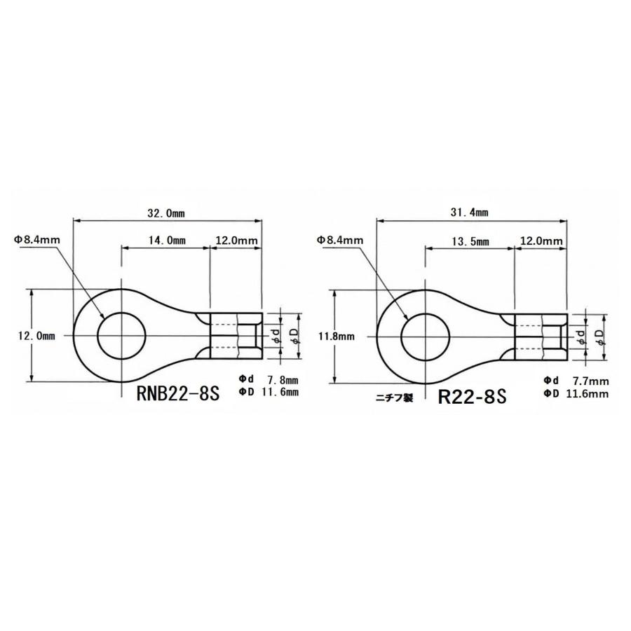 圧着端子RNB22-8S（R22-8S互換品）！1個170円！ : クロギショウテン ヤフー店 - 通販 - Yahoo!ショッピング