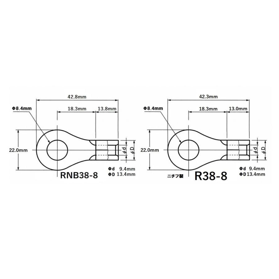 圧着端子RNB38-8（R38-8互換品）！1個190円！ : クロギショウテン ヤフー店 - 通販 - Yahoo!ショッピング