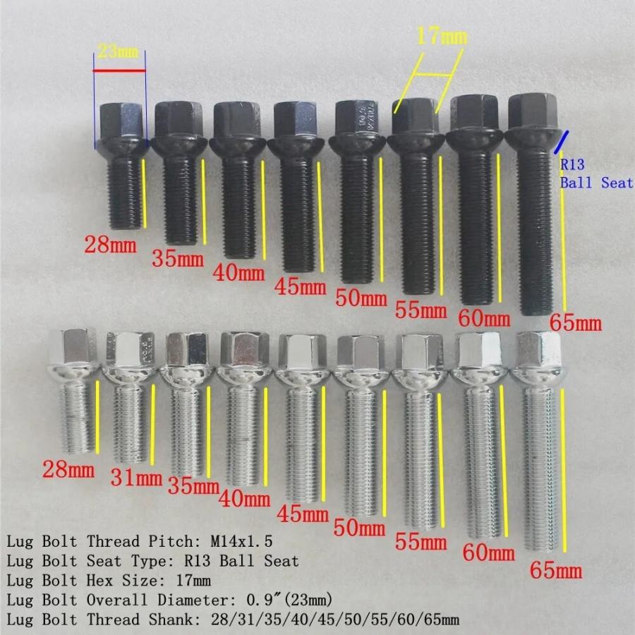 ホイールボルトm14x1.5ボールシートr13 ホイールナット用 28 31 35 40 45 50 55 60 65mm ベンツ用 :A026759:クローバー - 通販 - Yahoo ...