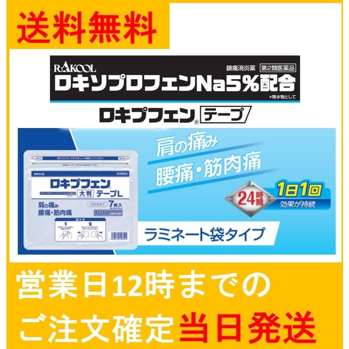 RAKOOL 【第2類医薬品】ロキプフェン 大判 テープL 7枚入り ラミネート袋タイプ 外用薬 鎮痛消炎薬 肩の痛み 肩こり 腰痛 筋肉痛 腱鞘炎 シップ 湿布 送料無料 : くすりのマーサ ...