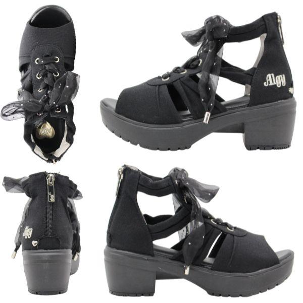 algy ALGY アルジー サンダル キッズ ジュニア 靴 ホワイト 白 ブラック 黒 デニム ボリュームソール ティーン ニコプチ にこぷち 厚底 リボン ドット ハート 3941 : 靴 ...