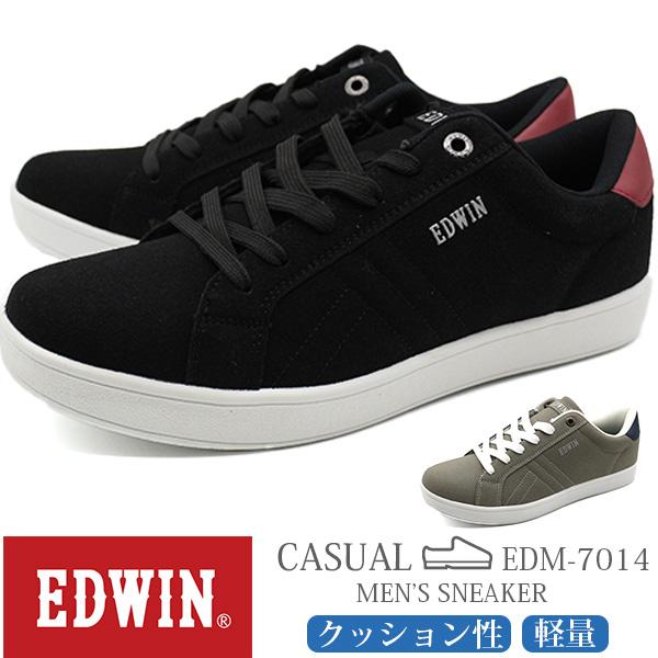 EDWIN エドウィン スニーカー メンズ 靴 黒 ブラック 灰色 グレー カジュアル おしゃれ シンプル 男性 人気 軽量 軽い 通勤 仕事 休日 疲れにくい EDW-7014 : 靴の ...