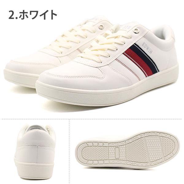 EDWIN エドウィン スニーカー メンズ 靴 ホワイト 白 幅広 ワイド ゆったり 軽量 軽い 取り外せるインソール 屈曲性 快適 歩きやすい 通勤 通学 EDW-7015 : 靴のニシムラ ...