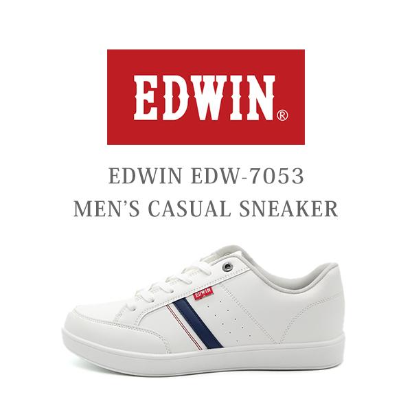エドウィン スニーカー メンズ 靴 黒 ブラック 白 ホワイト 軽量 軽い 防滑 滑らない 履きやすい 歩きやすい 疲れない おしゃれ かっこいい 通勤 EDW-7053 EDWIN : 靴の ...