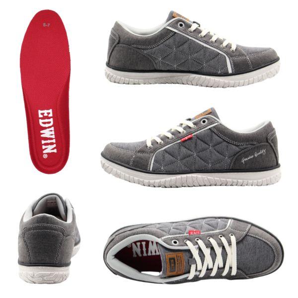 EDWIN エドウィン スニーカー メンズ 靴 黒 ブラック 灰色 グレー 幅広 3E 軽量 軽い おしゃれ かっこいい 厚底 履きやすい 歩きやすい EDW-7763 : 靴のニシムラ ...