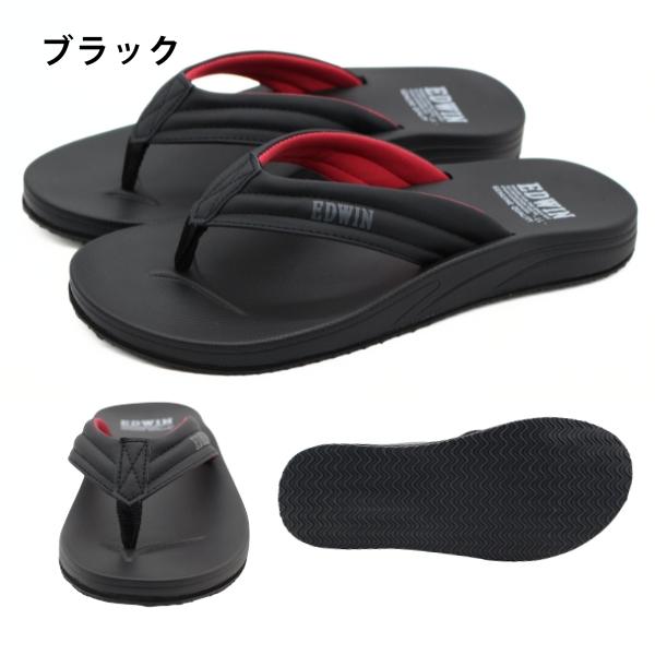 EDWIN（エドウィン） サンダル メンズ 靴 トングサンダル 歩きやすい 快適 クッション かっこいい 軽量 軽い おしゃれ シンプル 疲れにくい 黒 ブラック EDWIN EW-5124 ...