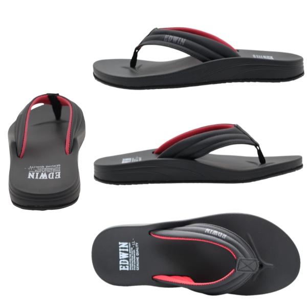 EDWIN（エドウィン） サンダル メンズ 靴 トングサンダル 歩きやすい 快適 クッション かっこいい 軽量 軽い おしゃれ シンプル 疲れにくい 黒 ブラック EDWIN EW-5124 ...