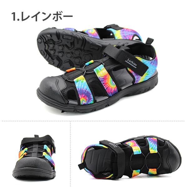 LARKINS サンダル メンズ 靴 黒 ブラック レインボー 虹色 スポーツサンダル ベルトテープ マジックテープ 軽量 軽い 屈曲性 疲れにくい ラーキンス L-6514 : 靴のニシムラ ...