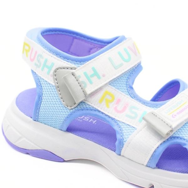 MoonStar ムーンスター サンダル キッズ 子供 サックス 水色 ティーン 女の子 ベルクロ バネの力 小学生 幼稚園 軽量 軽い おしゃれ 可愛い LUVRUSH ラブラッシュ ...