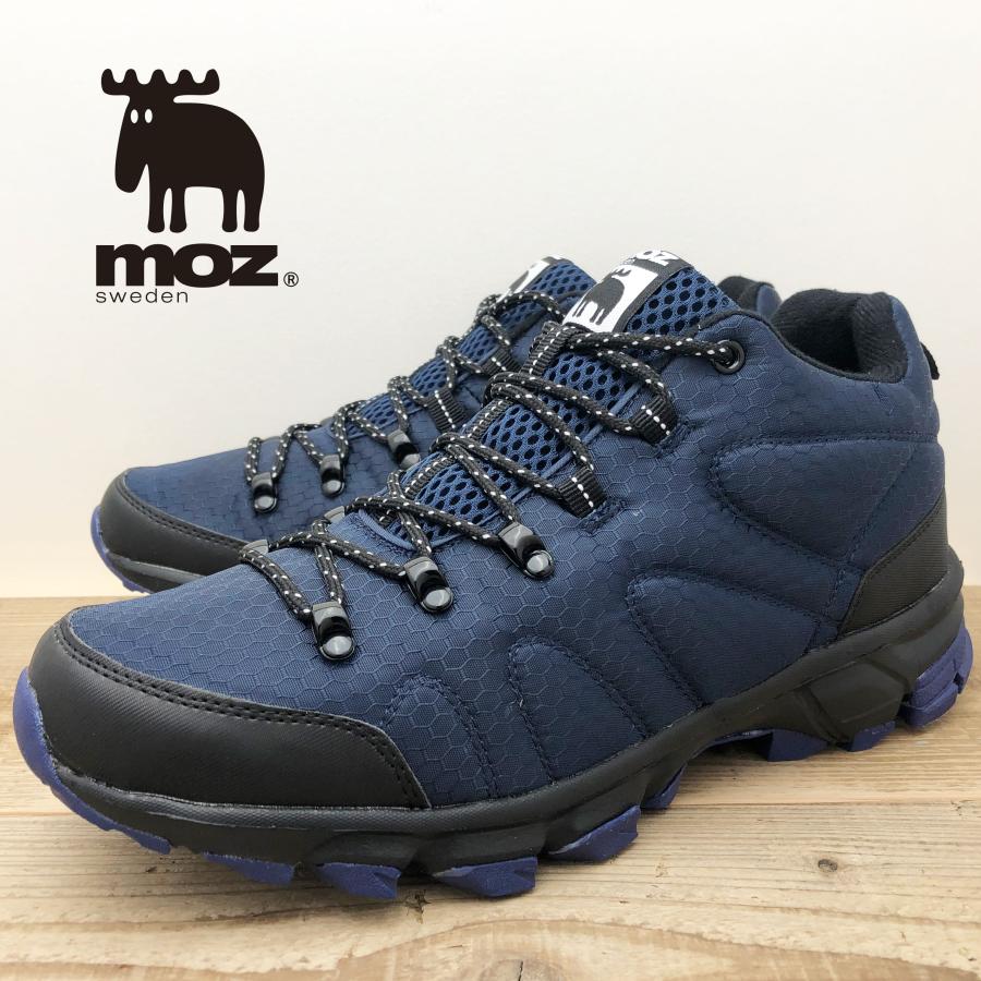 moz モズ トレッキング スニーカー 軽量 防水 撥水 メンズ 低反発クッション グリップ アウトドア ハイキング キャンプ ブラック ネイビー カーキ 靴 2277 :moz-2277 ...