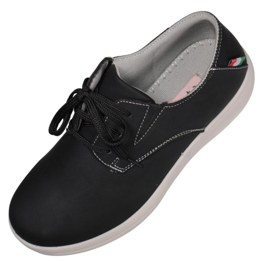 Risata 7179S 22.5cm〜24.5cm EEE カジュアル スリッポン レディース 幅広 カジュアル スニーカー ブラック レースアップ 軽量 合皮 :7179s-bl-22 ...