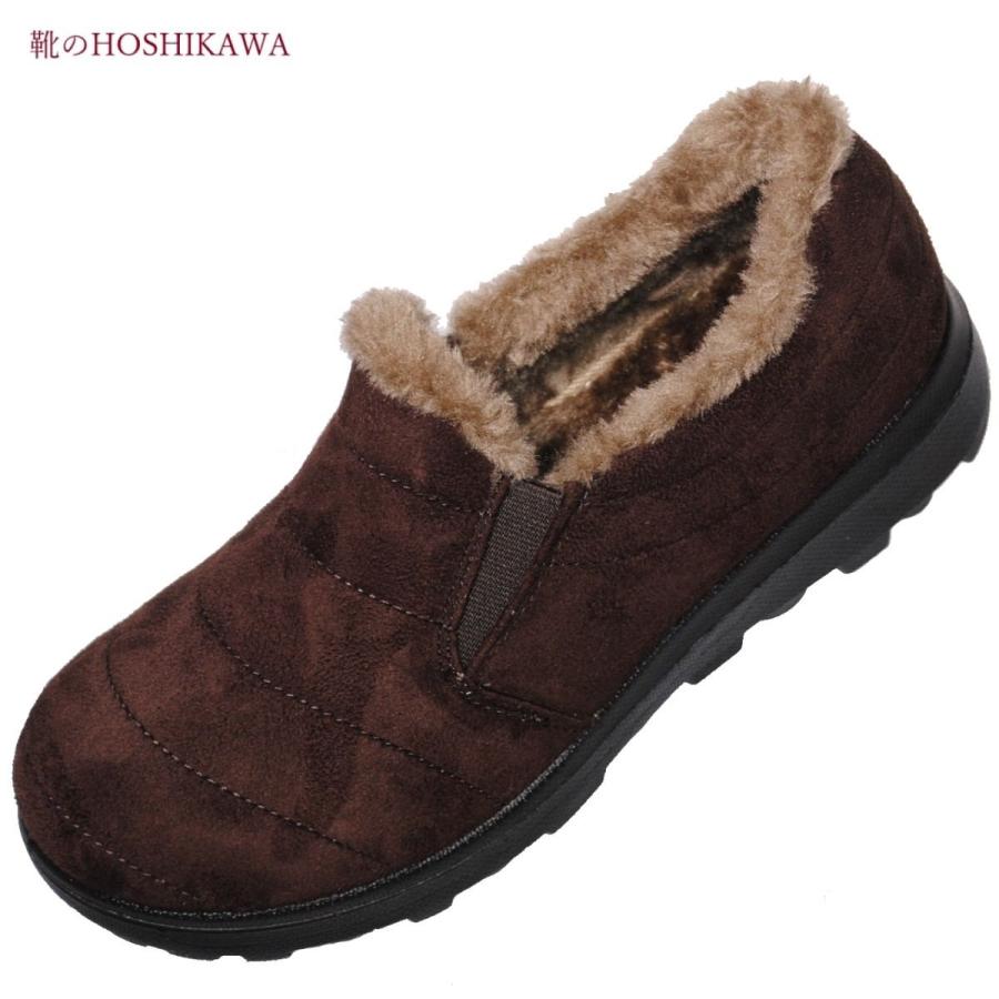 Risata 7224 リサータ ボア付きスリッポン 22.5cm〜24.5cm EEE レディース ダークブラウン サイドゴア 紐無し フラット底 軽量 秋冬 : 靴のHOSHIKAWA ...