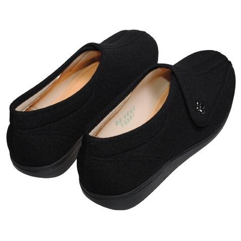 快歩主義 L011 3E＋ 21.5cm〜25cm EEE 快歩主義 レディース ブラックストレッチ マジックテープ 室内屋内兼用 軽量 撥水加工 :l011-bl-22-kaiho:靴の ...