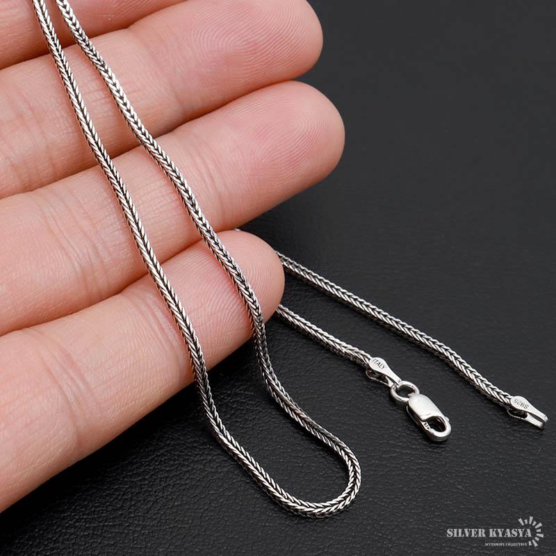 シルバー925 フォックステールチェーン ネックレス 幅1.6mm 60cm 編み込み ターラント メンズ 金属アレルギー対応 : cs051-1mm-60cm : SILVER KYASYA ...