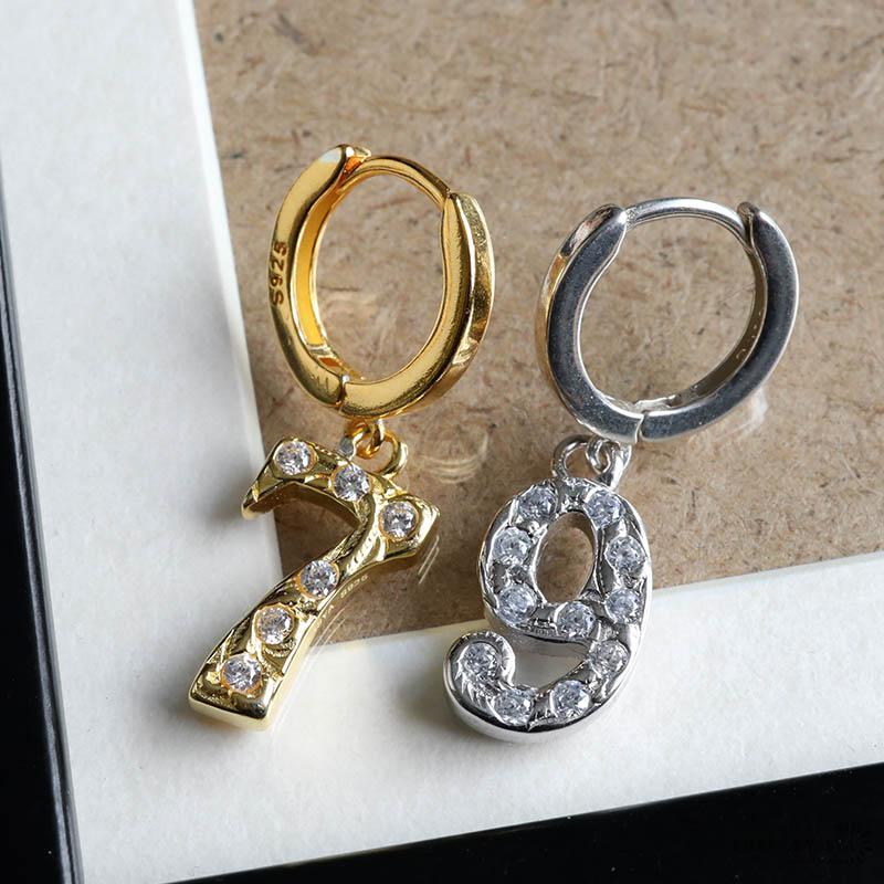 ナンバーピアス 数字ピアス フープピアス ジュエリー シルバー925 K18 GP ゴールド 金 イヤリング 誕生日 誕生月 ソウルナンバー 金属アレルギー対応 片耳1点 :es447 ...