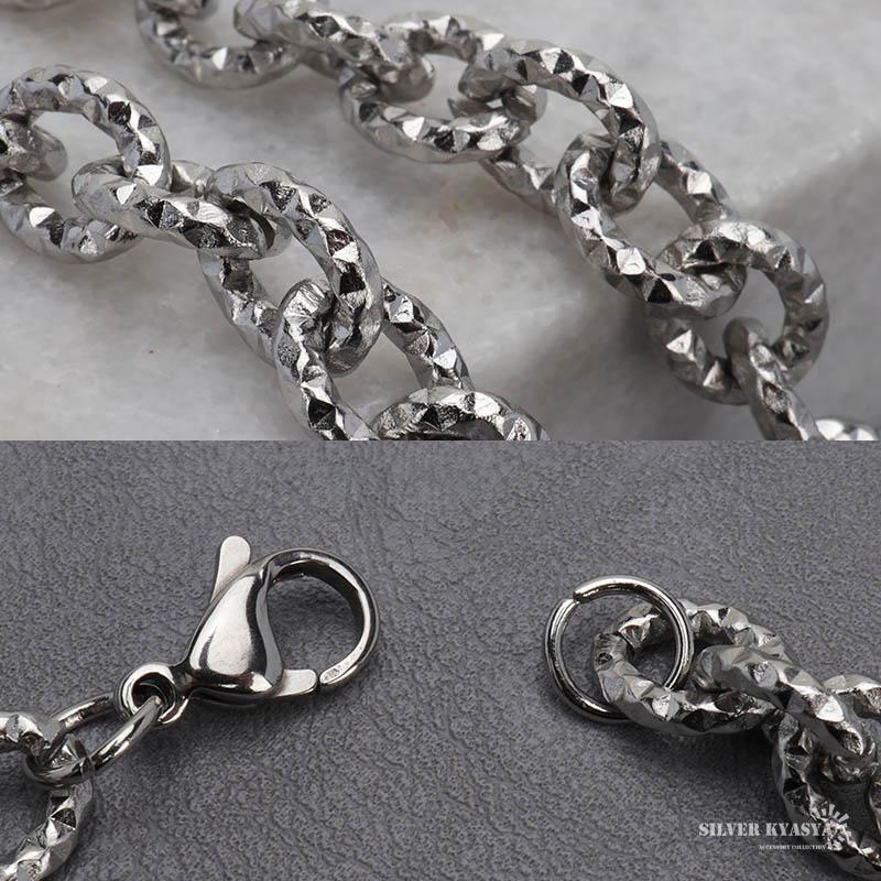 ステンレス スタッズチェーンネックレス シルバー 45cm/50cm ステンレス スタッズチェーンネックレス シルバー 45cm/50cm