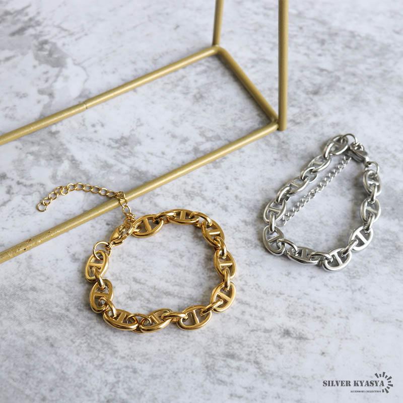 (ゴールド) ステンレス アンカーチェーンブレスレット チェーンブレスレット 8mm ゴールド 鎖 錨 金属アレルギー対応 : SILVER KYASYA - 通販 - Yahoo!ショッピング