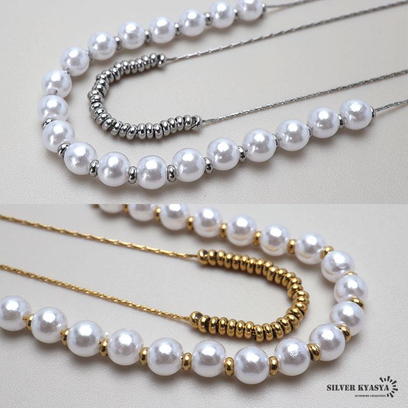(シルバー) ステンレス 2連チェーンネックレス 2色 パールネックレス 極細ネックレス 二重ネックレス 金アレ対応 : SILVER KYASYA - 通販 - Yahoo!ショッピング