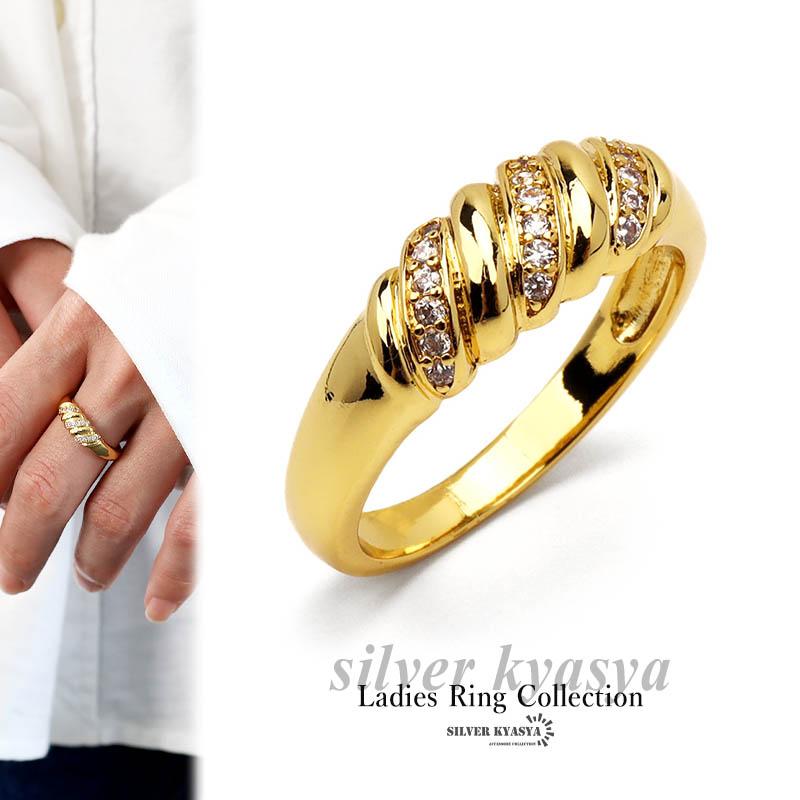 (22号) ツイストリング ゴールド 18K GP K18 CZ レディース ゴールドリング キラキラ 金 指輪 パヴェ : SILVER KYASYA - 通販 - Yahoo!ショッピング