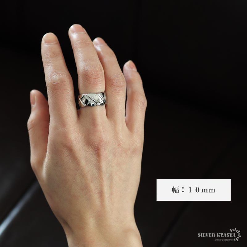 キルティングリング ゴールド シルバー K18 GP 金 ステンレス リング 指輪 ワイドリング (シルバー、12号) :ya-r425-silver-12:SILVER KYASYA ...