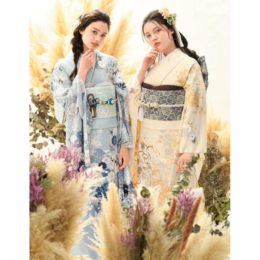 単品振袖 成人式振袖購入 b181-1 ブルーグレー・/花柄 : きもの 単品振袖 成人式振袖購入 b181-1 ブルーグレー・/花柄 : きもの