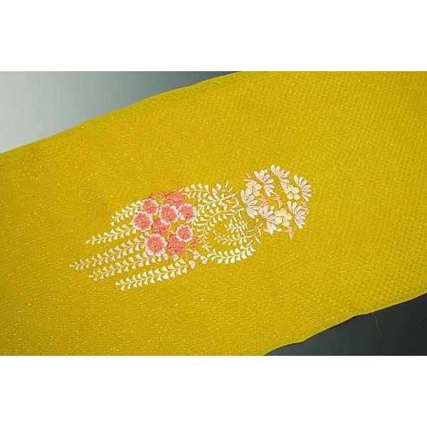 振袖用-総絞り風膨れ織帯揚げ mb103a イエロー ・黄地/刺繍入り 振袖用-総絞り風膨れ織帯揚げ mb103a イエロー ・黄地/刺繍入り