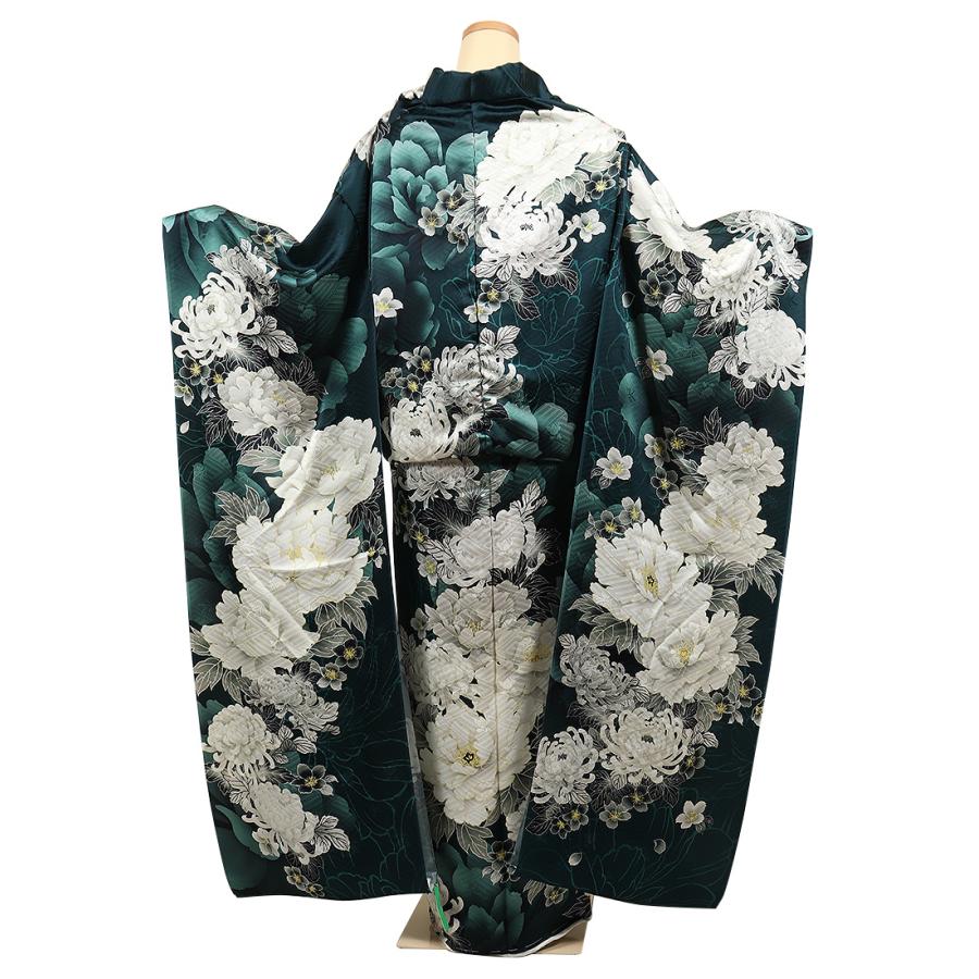 単品振袖 成人式振袖購入 ms331-1 ブルーグリーン深海色/花柄 : きもの京和楽 - 通販 - Yahoo!ショッピング