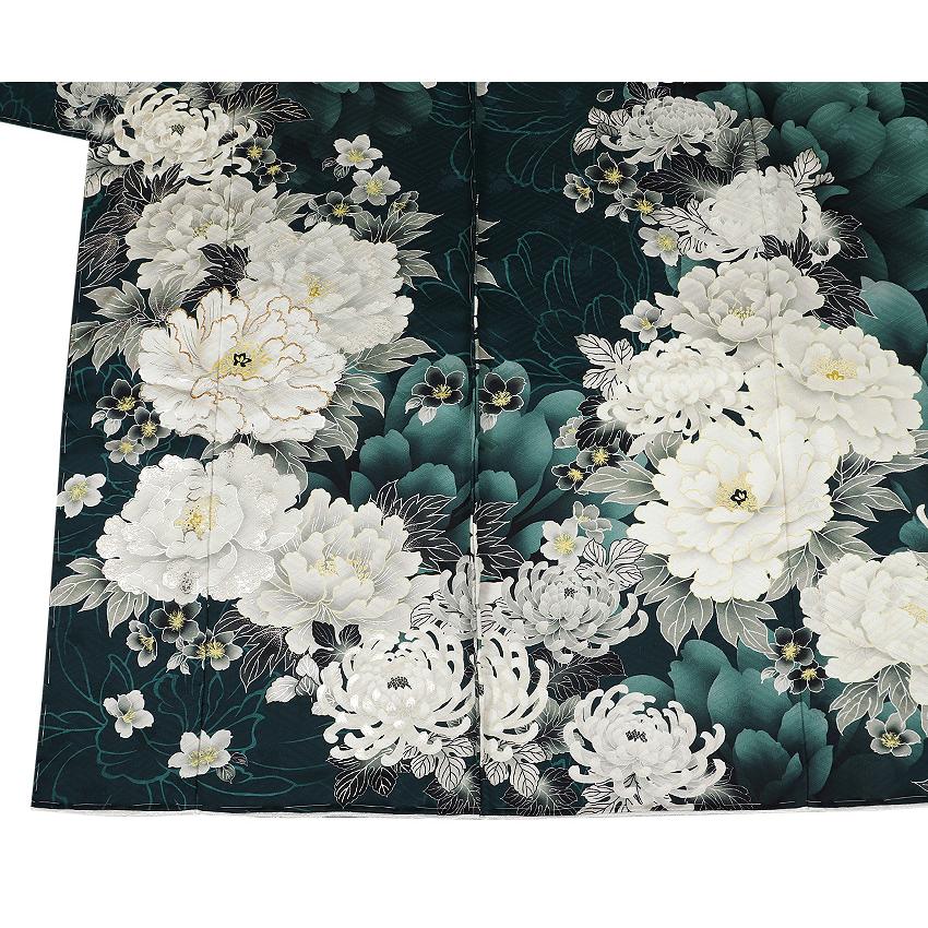 単品振袖 成人式振袖購入 ms331-1 ブルーグリーン深海色/花柄 : きもの京和楽 - 通販 - Yahoo!ショッピング