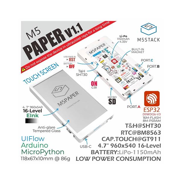 M5STACK-K049-B M5Paper V1.1 : 共立電子産業 Yahoo!店 - 通販 - Yahoo!ショッピング