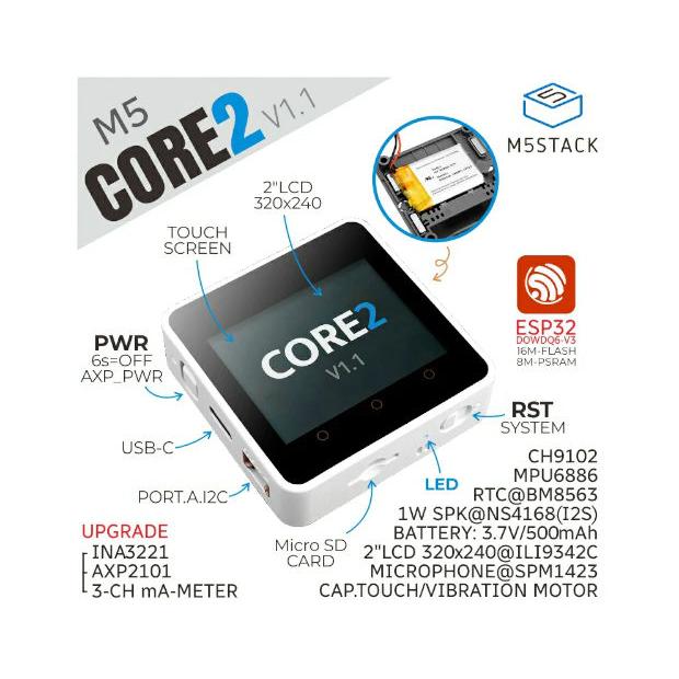 M5STACK-K010-V11 M5Stack Core2 v1.1 : 共立電子産業 Yahoo!店 - 通販 - Yahoo!ショッピング