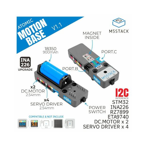 M5STACK-A090-V11 ATOMIC Motionベース v1.1 電力モニター (INA226AIDGSR)付き : 共立電子産業 Yahoo!店 - 通販 - Yahoo!ショッピング