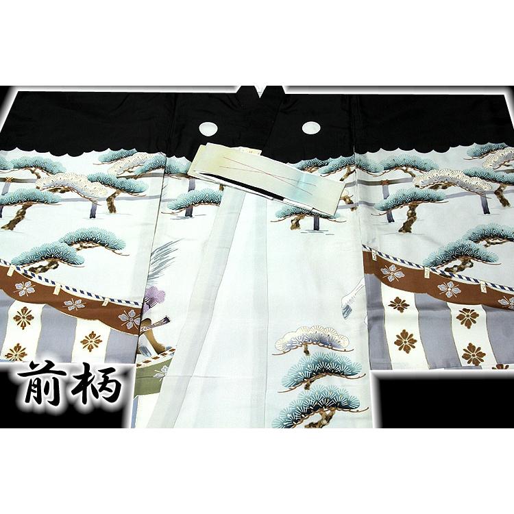 お宮参り 着物 男の子 新品 訳あり 絹100％ 正絹 羽二重 染め分け 金駒刺繍 こどもーど 黒色 男児 七五三 産着 初着 祝着物 : 京 ...