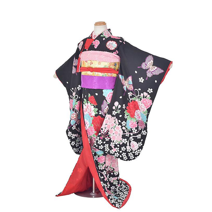 七五三 レンタル 7歳 衣裳 女の子 舞妓 115cm~125cm 7歳着物セット 貸衣装 753 JAPANSTYLE 黒舞妓 フルセット 着物レンタル 7才七五三レンタル お正月 送料無料 ...