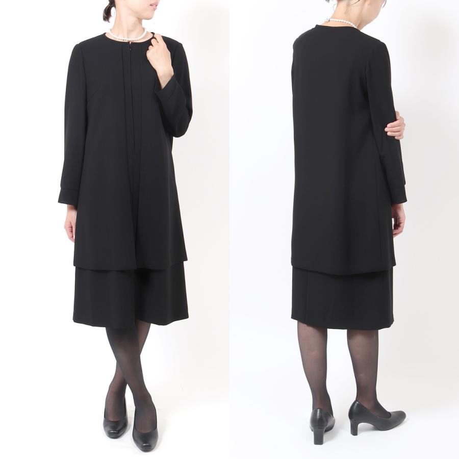 ブラックフォーマル 喪服 レディース 大きいサイズ ワンピース 前開き