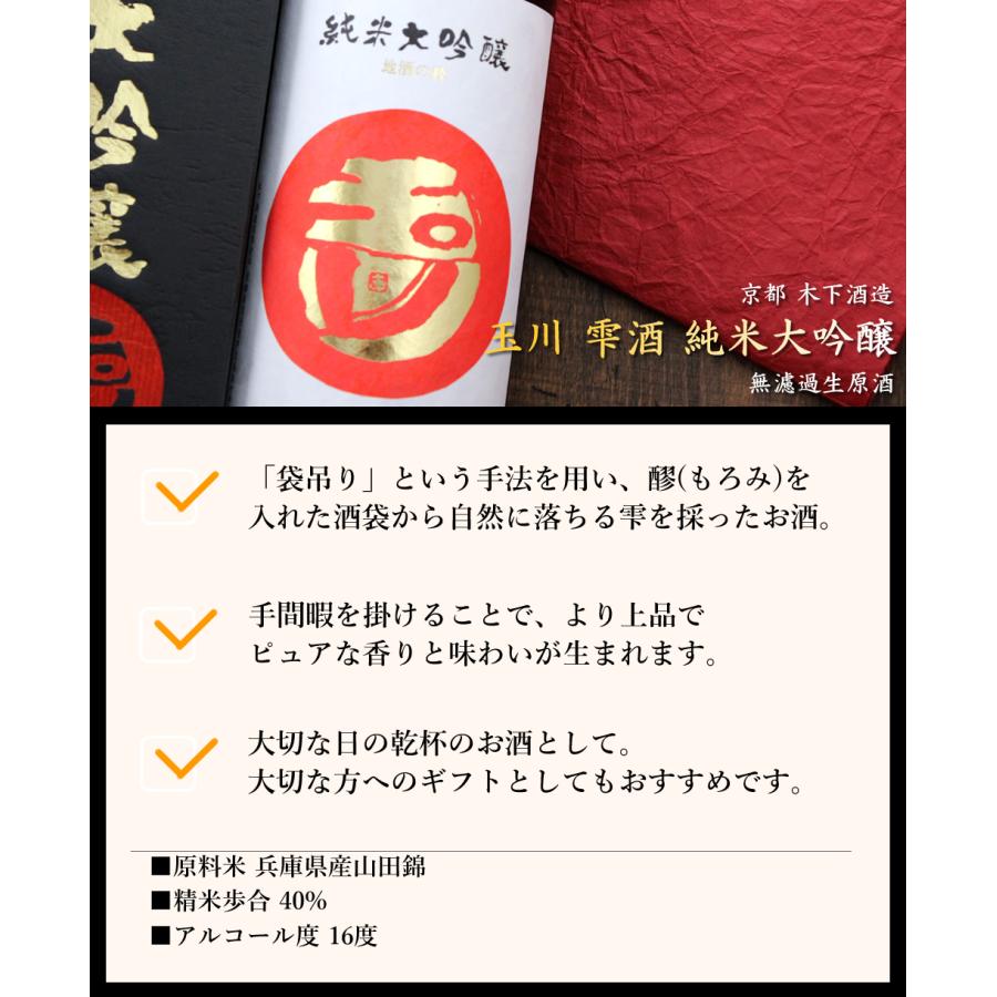 玉川 雫酒 純米大吟醸 無濾過生原酒 京都 京丹後 木下酒造 1800ml : 京都のさか屋 ふくしま - 通販 - Yahoo!ショッピング